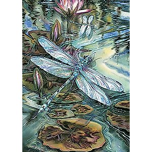Toland Home Garden 1012328 Dragonfly and Pond Dragonfly Flag 28x40 Inch Double Sided for Outdoor Lilypad House Yard Decoration