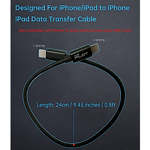AMZPILOT Compatible for iPhone to iPhone Transfer Cable Male to Male Data Migration, iOS 14 to 8 pin OTG Cable Sync Photo/Video Wired Cord, for iPhone 14/13/12 Mini/Pro Max/11/Xs/Xr/8 Series - 0.8ft