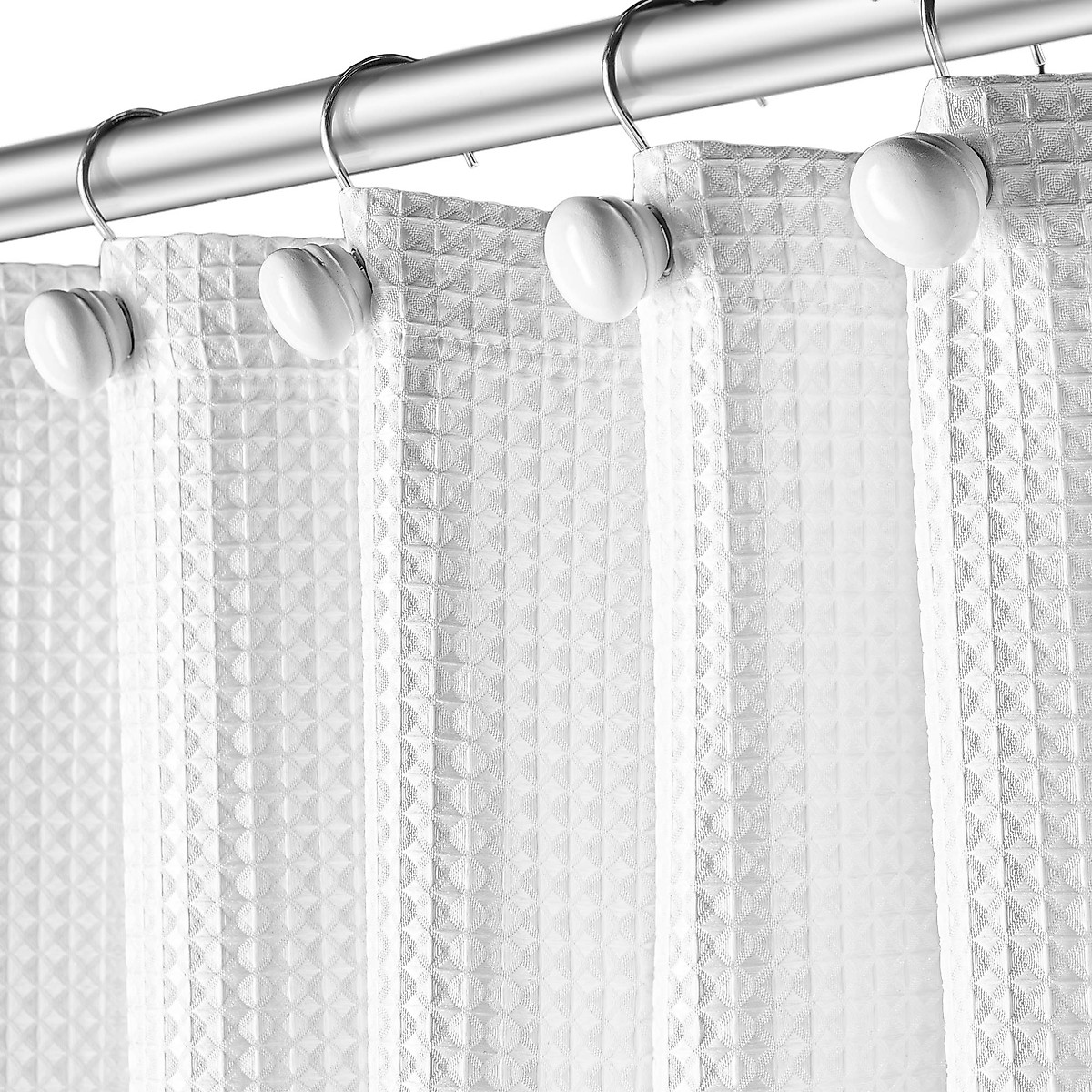 Creative Scents White Shower Curtain Hooks - Set of 12 White Shower Curtain Rings for Bathroom Shower Rod - Decorative Shower Hooks for Shower Curtain - Sturdy Easy to Glide Shower Rings for Curtain