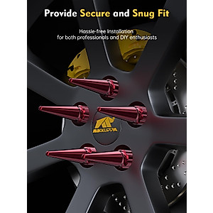 MIKKUPPA 1/2-20 Wheel Spike Lug Nuts, 20pcs Red Spike Lug Nuts 1/2x20 Solid 4.4" Tall Acorn Lug Nut with 1 Socket Key Replacement for Jeep Wrangler Cherokee Liberty