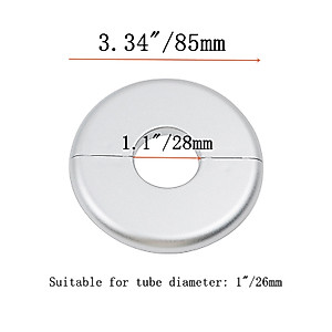 Tsnamay 4 Pcs Wall Split Flange, ABS Round Self-Adhesive Escutcheon Plate Buckles Design for 1"/26mm,Silver