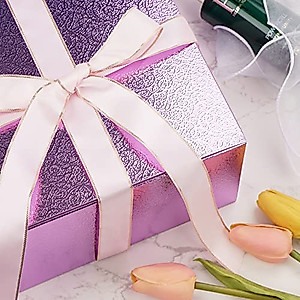 WholeMy Glossy Purple Gift Boxes 10 Pack 8x8x4 Inches, Holographic Gift Boxes with Lids, Gift Boxes for Presents, Bridesmaid Proposal Box - for Wedding, Birthday, Party, Crafting, Anniversary, Christmas