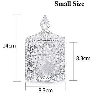 SYglass Glass Jar Bathroom Storage Organizer Cute Qtip Dispenser Holder Vanity Canister Jar Glass with Lid Clear Cotton Ball Storage for Cotton Swab, Cotton Rounds, Jewelry, Candy