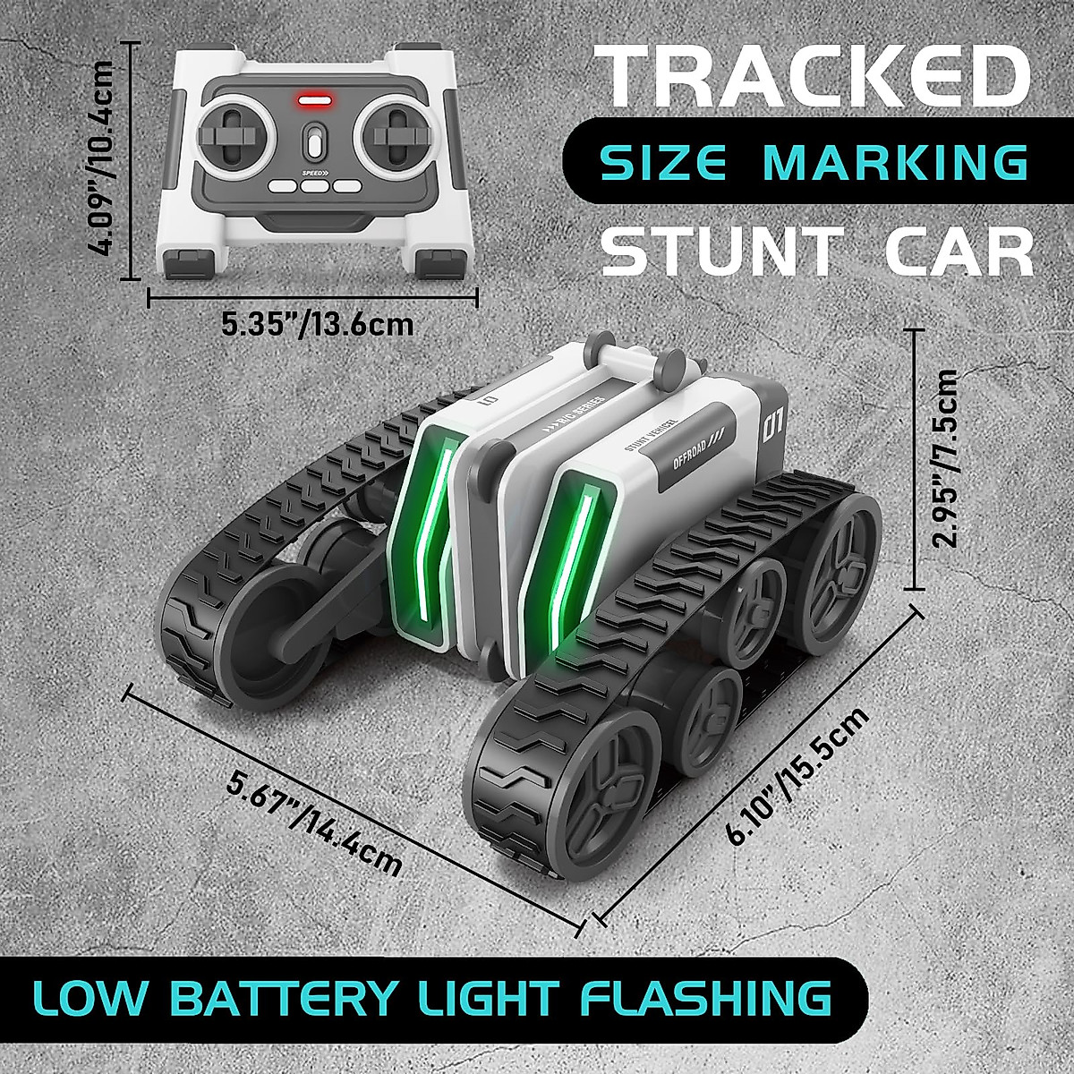 HScopter Remote Control Car, RC Cars with Tracked Double-Sided RC Crawler Driving 360° Rotating Lights RC Stunt Car Toy Gifts Presents for Xmas Birthday Chirstams Party Boys/Girls Ages 6+