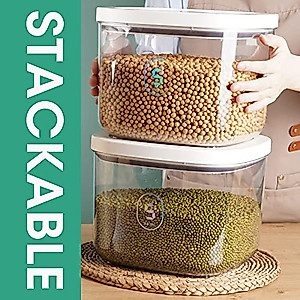 TBMAXS Airtight Rice Container 10 Lbs, Clear Plastic Food Storage Container Bin For Flour Sugar, Dry Food Holder with Easy Locking Lid for Kitchen Pantry Organization and Storage