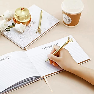 Guest Book for Wedding, Wedding Guest Book - Registry Sign-in Book for Wedding, Reception, Birthday, Baby Shower - White Guestbook/Bookmark & Gold Rose Floral Design - 8.5" x 6" (100 Pages)