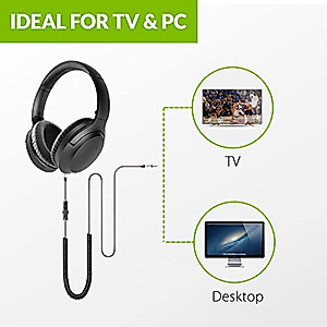 Avantree Aria Line - Wired Over Ear Headphones with Extra-Long Cord for PC & TV Watching with Individual Volume Control & Stereo/Dual Mono Mode