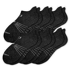 Socks Daze Black Merino Wool Ankle Socks Mens, Womens Compression Arch Support Non Blister Wool Running Climbing Hiking Socks for Best Gifts, 6 Pairs Black, Large