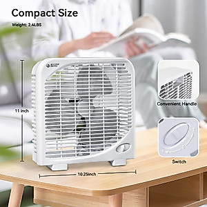 BEYOND BREEZE Box Fan, 9 inch 2 Speeds Table Fan with Strong Airflow, Portable Tabletop Fan for Bedroom, Bathroom, Kitchen