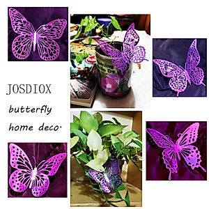 JOSDIOX Butterfly Pale Plum48 Decorative Wall Stickers, 48pcs Metallic Cardboard Butterflies, 3D Party Decorations, Bedroom Living Room Dining Room Wall Decor