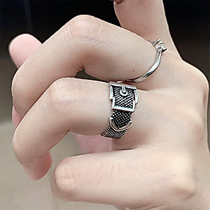 Aimimier Gothic Vintage Ring Set Half Open Cross Chain Belt Finger Ring Punk Stackable Knuckle Ring for Women or Men