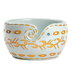 INTAJ Yarn Holder for Knitting and Crocheting, Wooden Yarn Bowl Handmade, Crochet Yarn Storage Organizer, Yarn Bowls for Crocheting and Knitting Bowl Accessories and Gifts