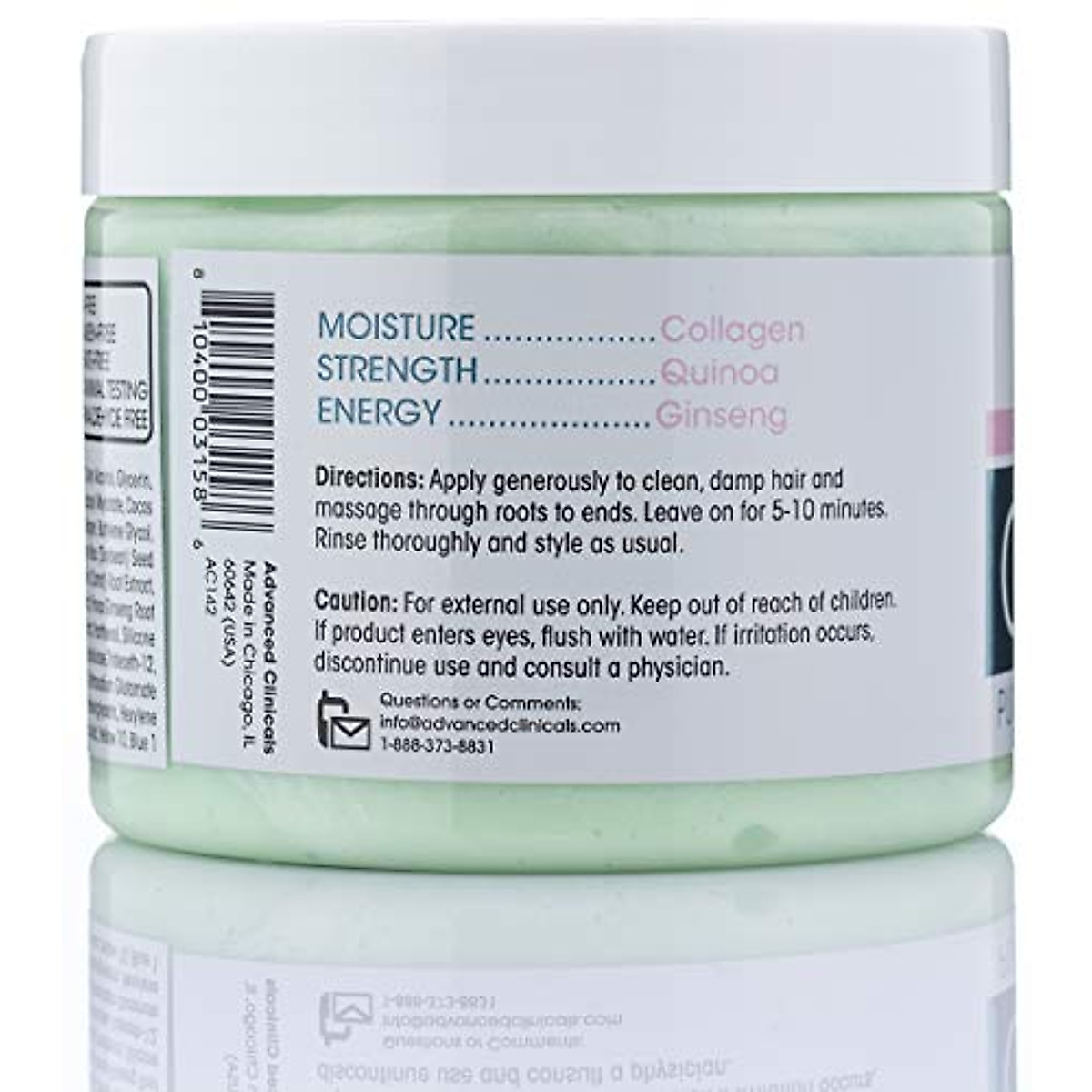 Advanced Clinicals Collagen Hair Mask Treatment Deep Protein Conditioner To Strengthen Color-Treated Hair, Fortifying Hair Repair Mask W/Quinoa & Coconut Oil Restores Weak Hair, Large 12 Fl Oz