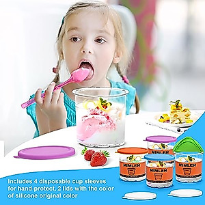 16 oz. Containers with Lids, 4 Pack Extra Replacement for Ninja Creami Deluxe Pints and Lids, Compatiable with NC300 NC301 NC299AMZ Series Ice Cream Maker, 4 Cups & 6 Lids BPA-Free & Dishwasher Safe