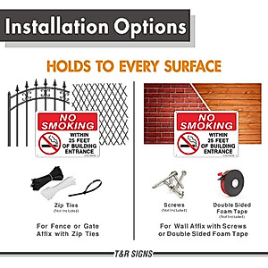 No Smoking Within 25 Feet Of Building Entrance Sign - 4 Pack - 10 x 7 Inches Rust Free .040 Aluminum - UV Protected, Waterproof, Weatherproof and Fade Resistant - 4 Pre-Drilled Holes