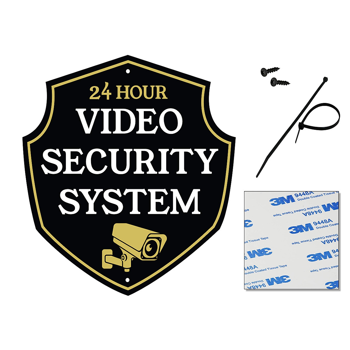 Warning 24 Hour Security Camera Sign | Professional Classic Design | Heavy Duty Dibond Aluminum | Home Property Surveillance Signs | Video Surveillance Wall Sign “REFLECTIVE” |