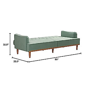 Mr. Kate Stella Vintage Convertible Sofa Bed Futon, Teal Velvet