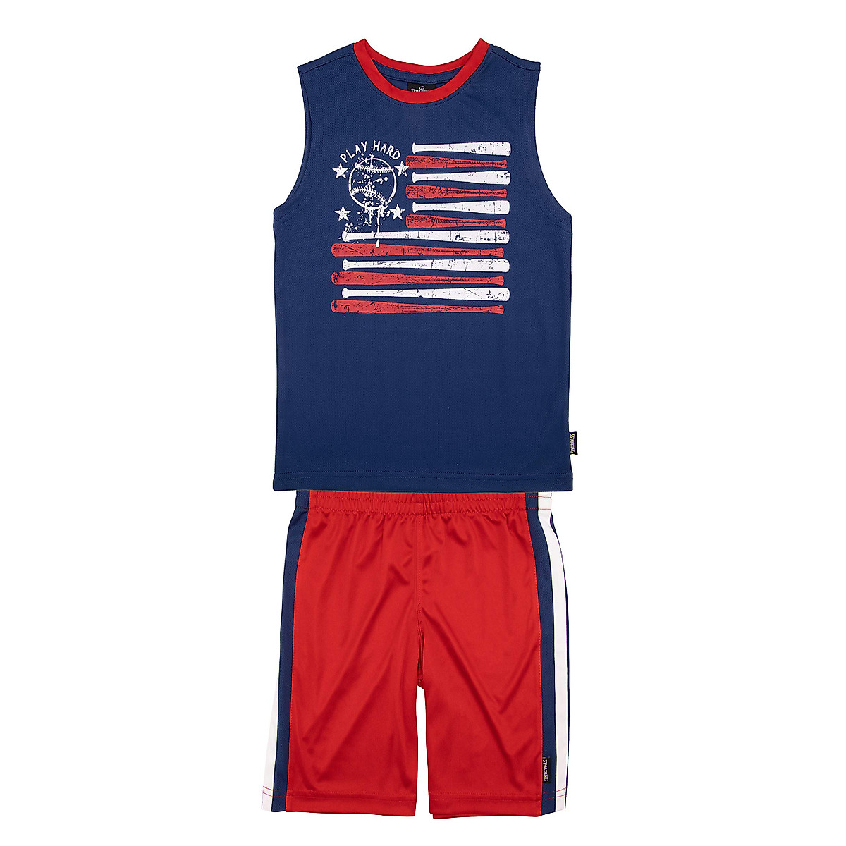 Spalding Boys Americana Athletic Active Mesh Muscle Tank Top and Shorts Set, Navy Blue, 4