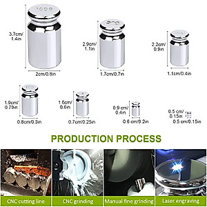 7 PCS Calibration Weights, Scale Calibration Weight Set 1g 2g 5g 10g 20g 50g 100g, Carbon Steel Small Weight, Scale Weights for Digital Scale, Gram Scale Balance, Jewelry Scale (Silver)