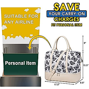 CAMTOP Weekender Travel Bag for Women Ladies Overnight Carry On Tote Duffel Bag with Luggage Sleeve and Shoes Compartment (Butterfly Travel Tote)