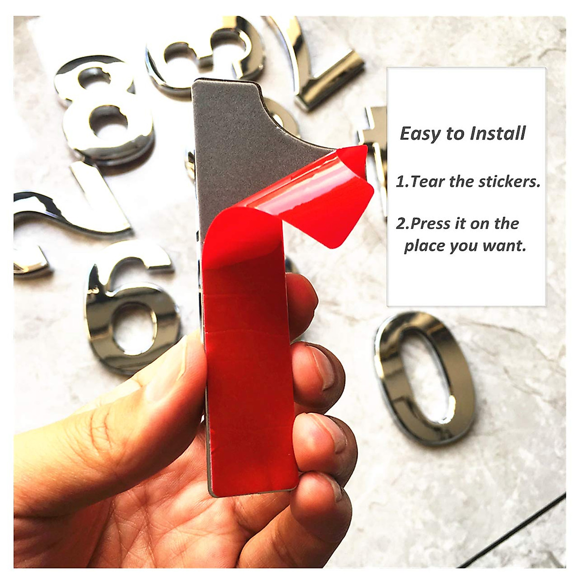 4 Inch Mailbox Numbers 2, Door Address Number Stickers 0-9 for House/Apartment/Floor, Bronze/Silver, by Hopewan. (2, Silver)