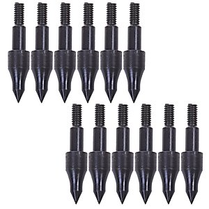 Cosmos 12 Pcs Screw-in Archery Bullet Points Arrow Tips Archery Target Practice Hunting Arrow Points for Recurve, Compound Bow, Crossbow, 100 Grain Each