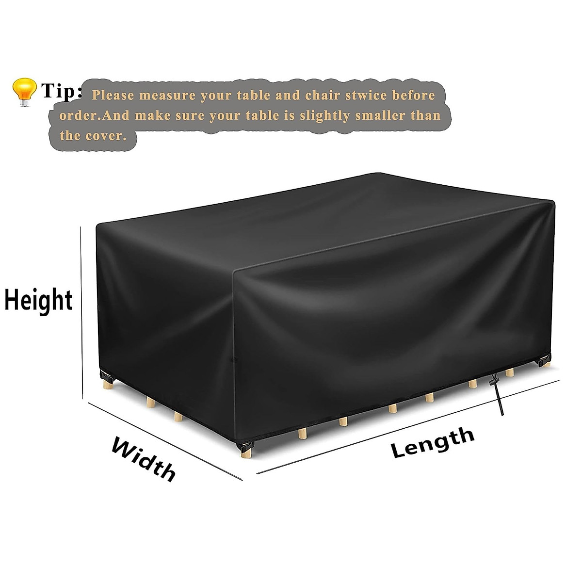 Outdoor Furniture Cover 55x28x30in/140x70x75cm /LxWxH Patio Table Cover Outdoor Furniture Heavy Duty Patio Furniture Cover/Outdoor Table Covers Weatherproof Garden Table Chair Cover Outside