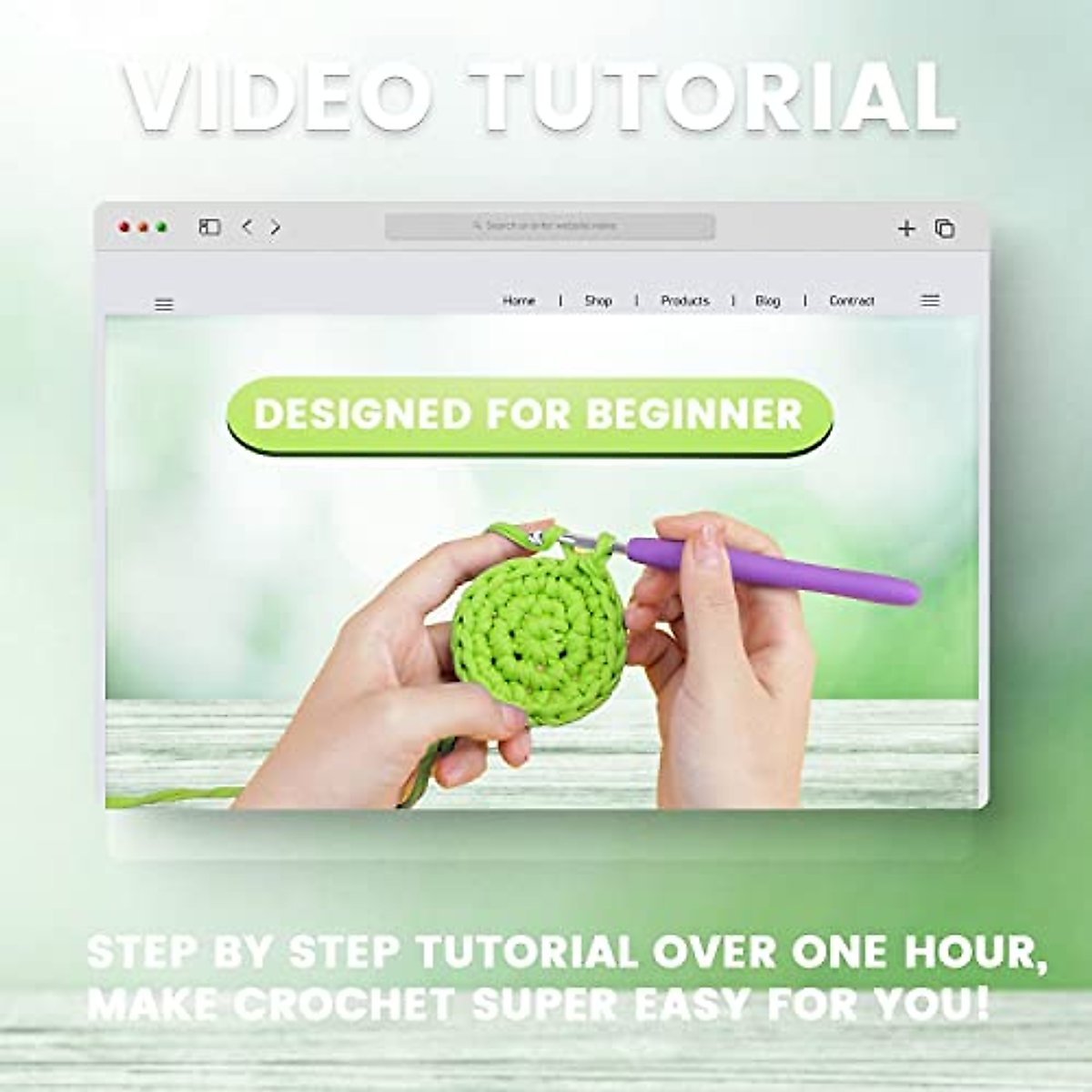 OORAMOO Crochet Kit for Beginners - 4Pcs Succulents, Beginner Crochet Starter Kit for Complete Beginners Adults, Crocheting Knitting Kit with Step-by-Step Video Tutorials