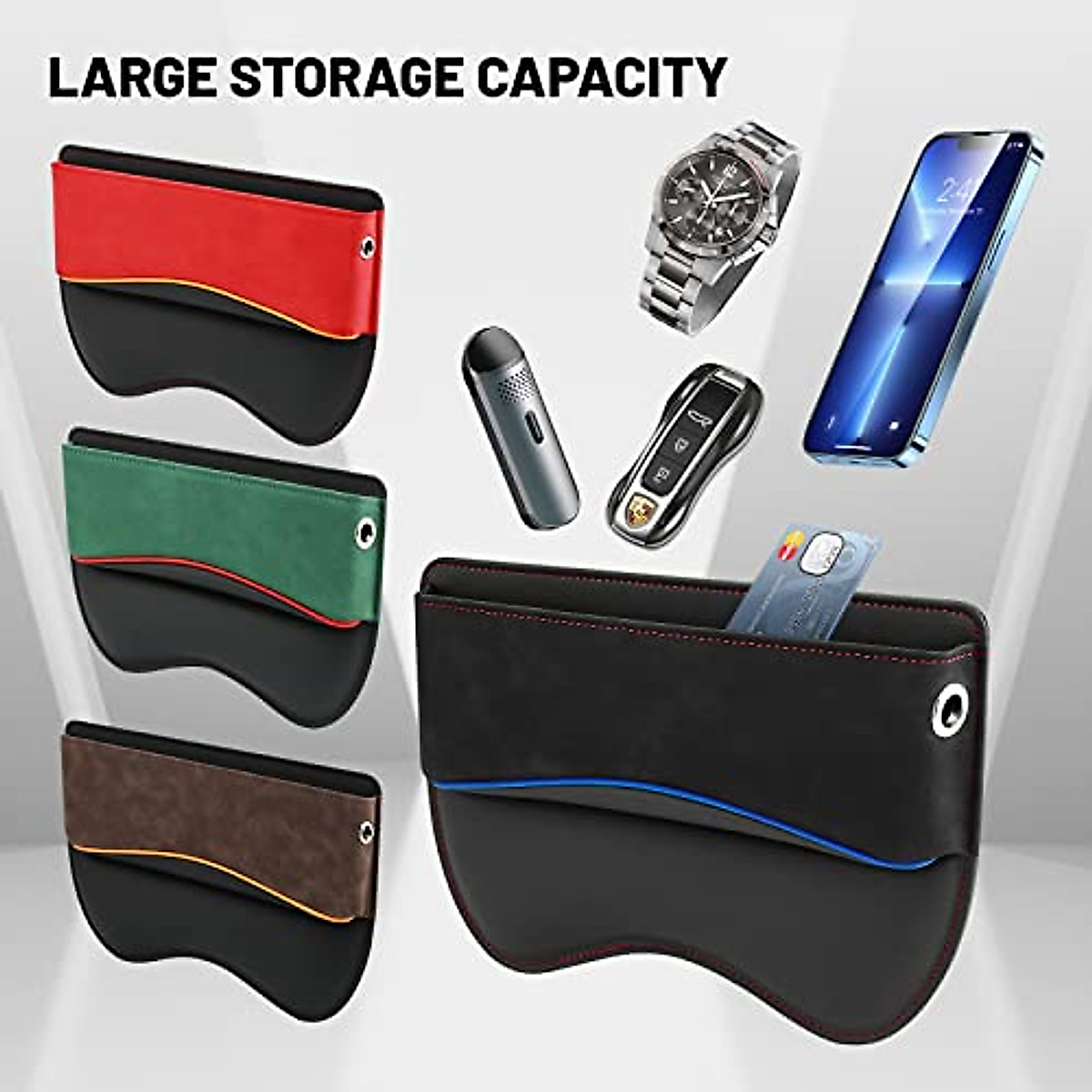 Car Seat Gap Organizer Filler Leather Gap Filler for Car,Universal Car Seat Filler Car Seat Gap Storage Box Console Side Pocket,Adjustable Seat Side Filler for iPhone Android Glasses Key(Black-1 pack)