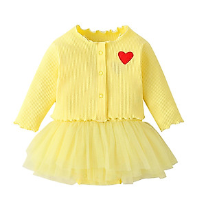 Babys Newborn Infant Girls Boys Knit Ribbed Solid Spring Winter Long Sleeve Clothes for 1 Year (Yellow, 12-18 Months)