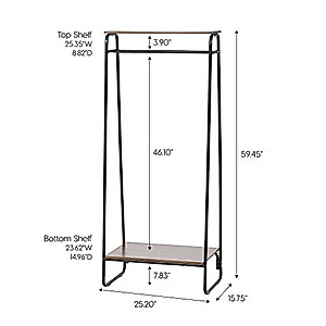 IRIS USA Metal Garment Rack with Wood Shelves Combo, Black/Dark Brown