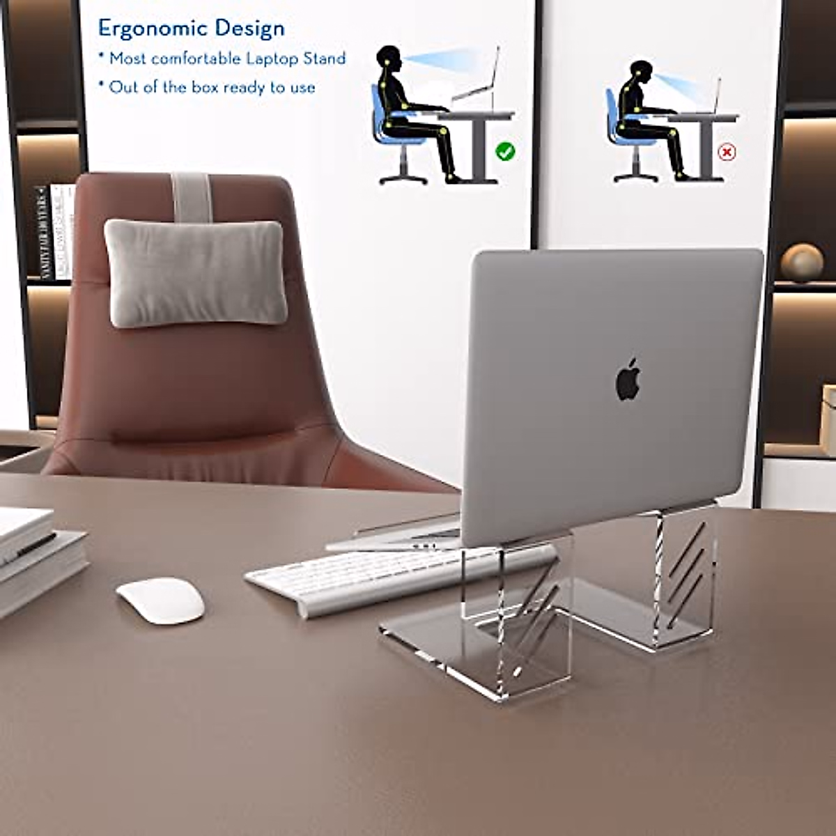 Vray Designs LLC 6MM Acrylic Laptop Stand,Ergonomic Laptop Stand, Portable, and Clear Desk Riser for 10-17 inch Laptops - Made in USA for Home Office