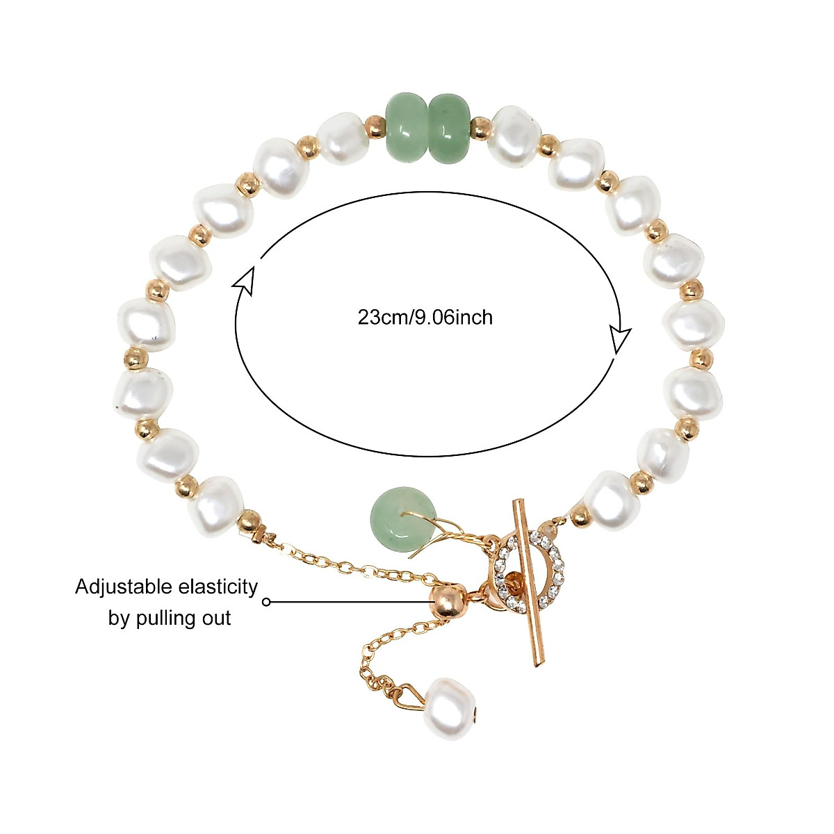 Honbay 1PCS Baroque Irregular Imitation Pearl Bracelet French Style Vintage Stylish Fake Pearl Bracelet Valentine's Day Thanksgiving Birthday Gift for Women - with a Gift Box