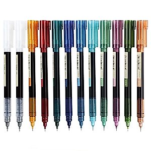 STAPENS Rolling Ball Pens, Fine Point 0.5 mm Rollerball Pens with Quick-drying Ink, 11 Assorted Colors Retro Pens (5 Retro Colors + 5 Light Retro Colors + 2 Black)