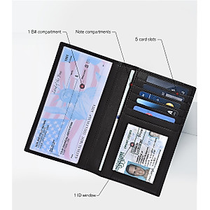 Leather Checkbook Cover for Men & Women - Duplicate Checks - RFID Blocking - Slim Wallet with 5 Card Holder Slots - Personal & Business Checks - Standard Register - Accessory Gifts for Him, Her