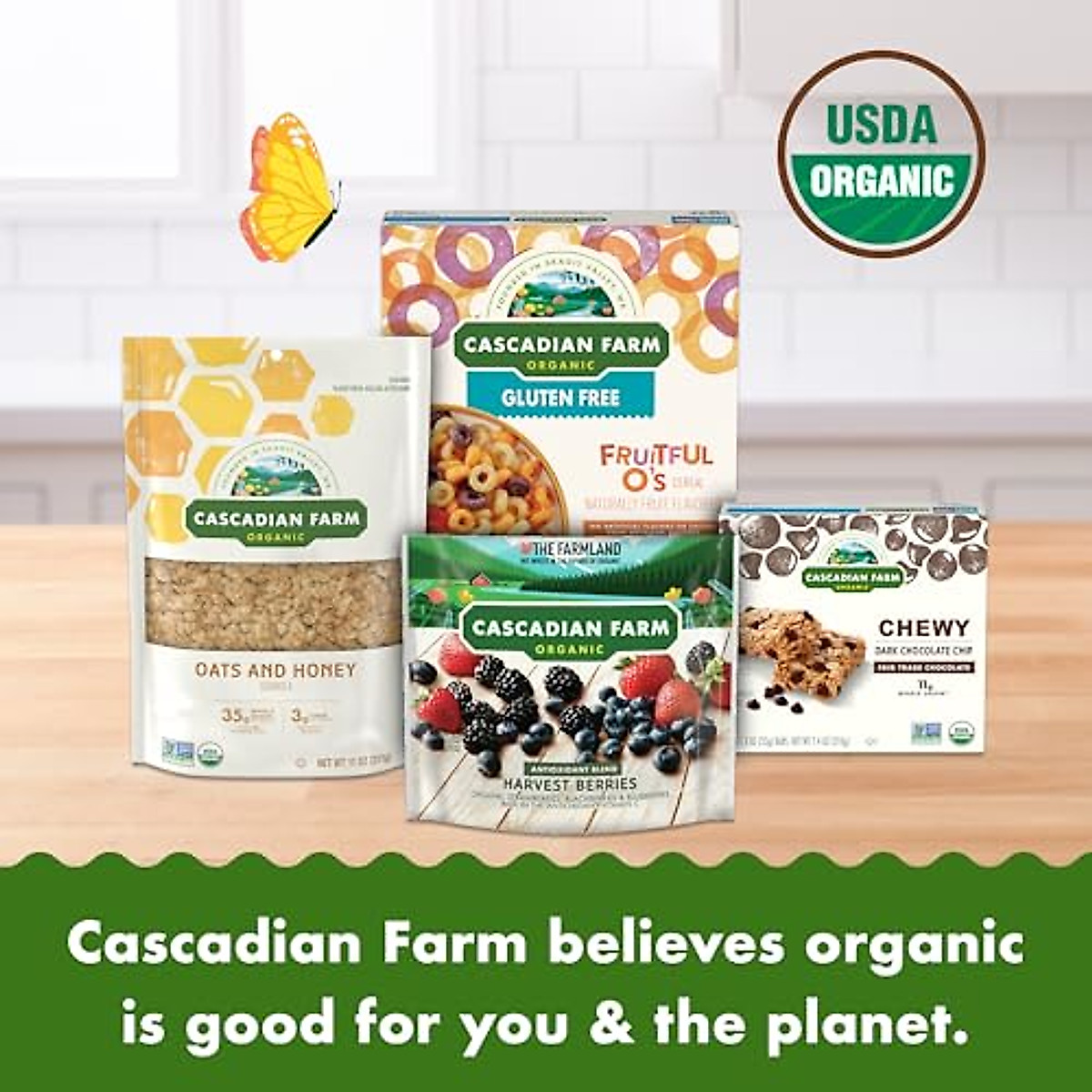 Cascadian Farm Organic Vanilla Chip Chewy Granola Bars, Value Size, 10 Bars, 12.3 oz.