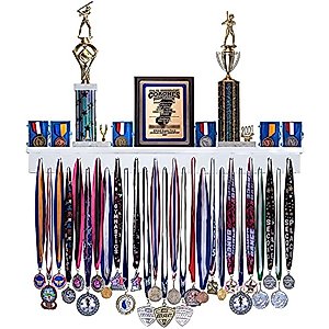 3ft Medal Awards Rack Premier Trophy Shelf- Trophy, Plaque and Medal Display (White)