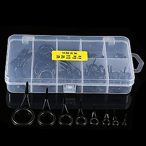 VGEBY 75Pcs Fishing Rod Guide Eye Rings Ceramic Rod Tip Tops Set for Fly Saltwater Fishing 6/8//10/12/20/25/30# Fishing Rod Repair Kit