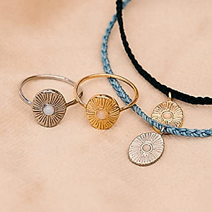 Pura Vida Ring Silver Plated Sun Ray Ring - Handmade Ring with Glass Opal Stone, Brass Base with Rhodium Plating - Silver Rings for Women, Cute Rings for Teen Girls, Boho Jewelry for Women - Size 8