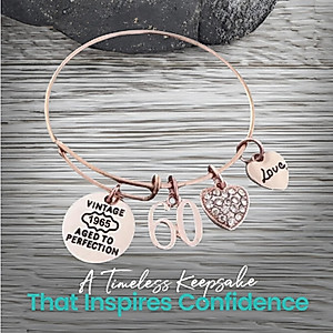 Infinity Collection 60th Birthday Gifts for Women, Rose Gold 60th Birthday 1965 Aged to Perfection Charm Bracelet, 60th Birthday Gift Ideas