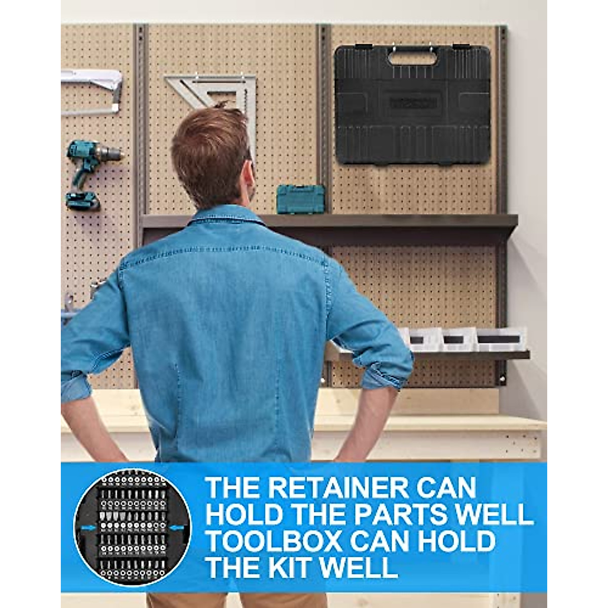 WESCO Drill Bit Set, Screwdriver Bit Set, 201-Piece Impact Driver Bit Set, Tools for Men, Drill Bits for Wood Metal Cement Drilling and Screwdriving, Gift for Men