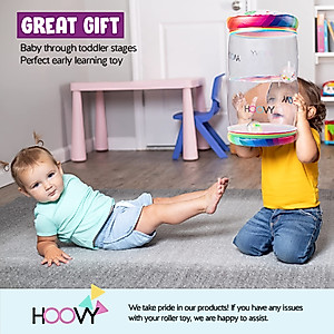 Hoovy Infant Crawling Toys | Toys for Crawling Babies | Crawling Toys for Babies 6-12 Months | Beginner Crawl Along Baby Roller | Drop Maze Tummy Time Activity Center (Rainbow Swirls)