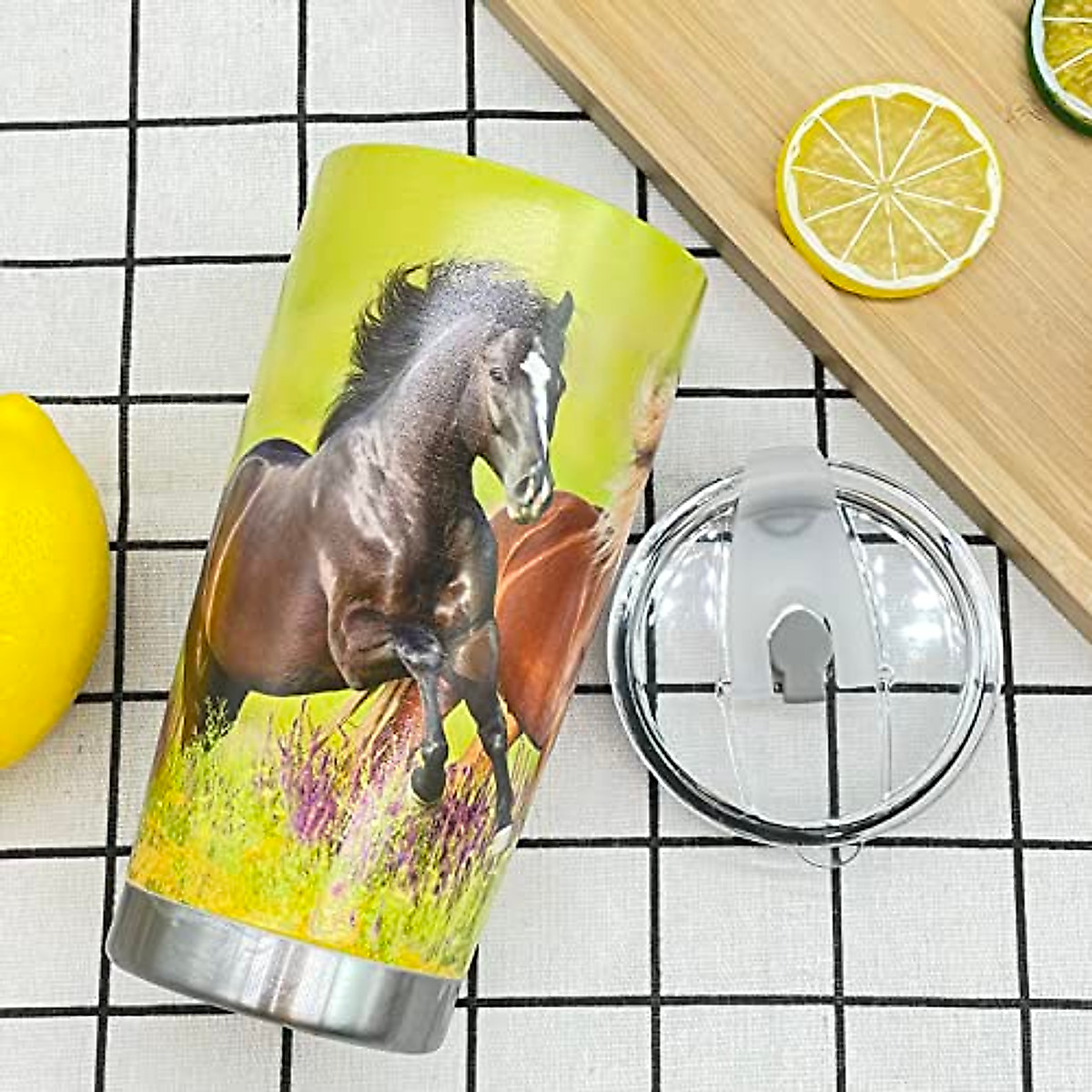 Waldeal Running Horses Coffee Mug Stainless Steel Thermal Tumbler with Lid, Double Wall Vacuum Insulated Travel Mug for Women Men Birthday or Christmas Gifts, 20oz