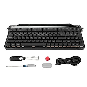 100 Keys Typewriter Keyboard,RGB Mechanical Gaming Keyboard Backlight,Ergonomic Keyboard Portable with 3Levels Adjustable Stand,Dual Mode Keyboard(5.1 Bluetooth Wireless,USB Wired) (Black)