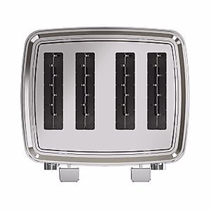 GE Stainless Steel 4 Slice Toaster | Extra Wide Slots for Bagels, Breads, Waffles & More | 7 Shade Options | Countertop Kitchen Essentials | 1500 watt