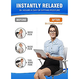 KoolCushy Seat Cushion, Striped Office Chair Cushion, Car Seat Cushion, Butt Pillow, Sciatica & Back Coccyx Tailbone Pain Relief, Memory Foam Non-Slip Chair Pad, for Computer Desk, Wheelchair, Gray