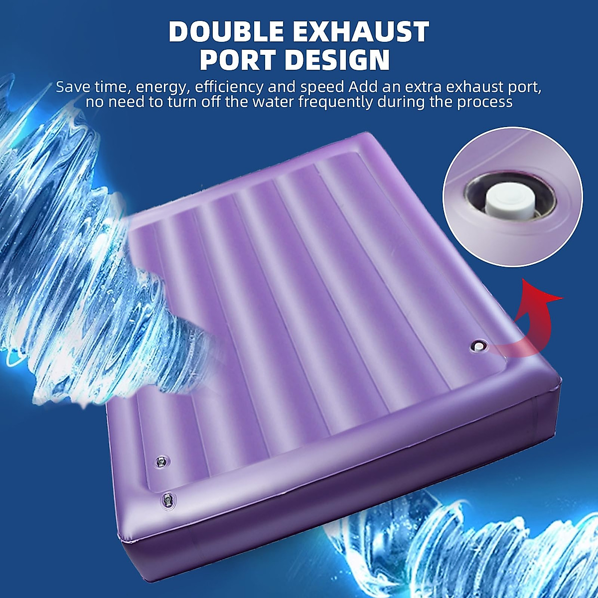 50% Medium Wave Water Bed Mattress, Ergonomic Design PVC Water Bed, Double Exhaust Hole Waterbed Liners, Durable and Foldable Softside Water Bed Set (Full-54x75)