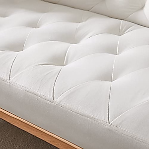 Yoglad Convertible Sofa with Pillow, Upholstered Recliner Couch, Futon Loveseat with Metal Legs, Daybed Sleeper for Living Room (White, 64" Velvet, Hill-Shaped Backrest)