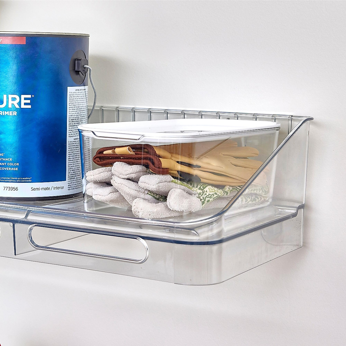 iDesign Short Inner Storage Bin with Lid, Set of 2, The Wallspace Collection, Clear Bin