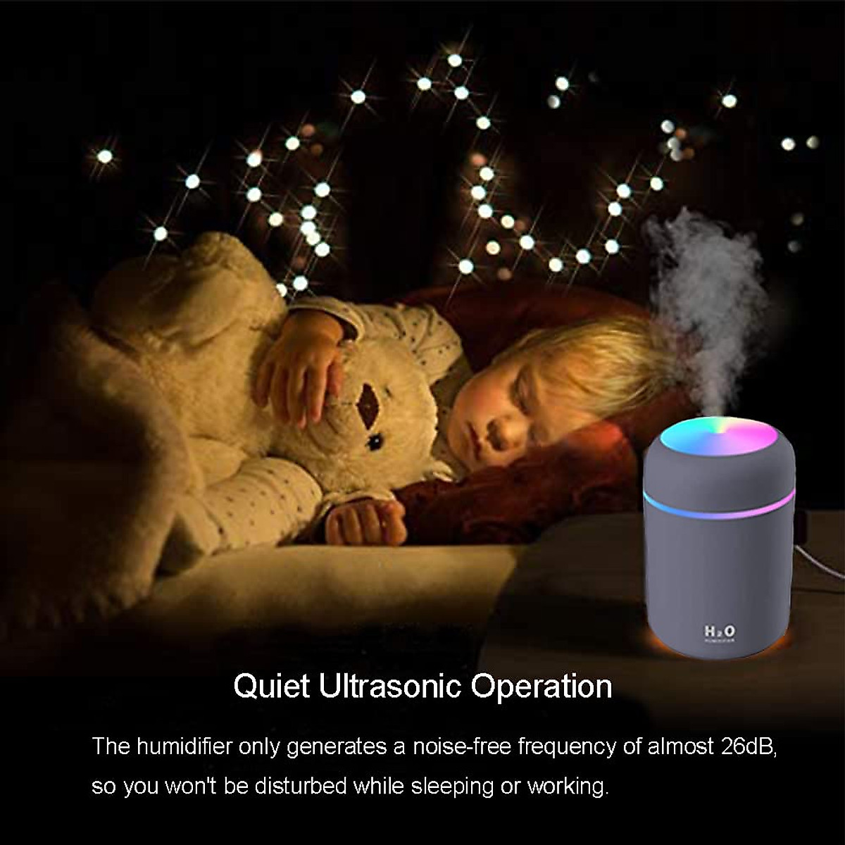 Cool Mini Humidifier, USB Personal Desktop Colorful Cool Mist Humidifiers for Bedroom, Car, Office, etc. Auto Shut-Off, 2 Adjustable Mist Modes, Super Quiet (Navy)